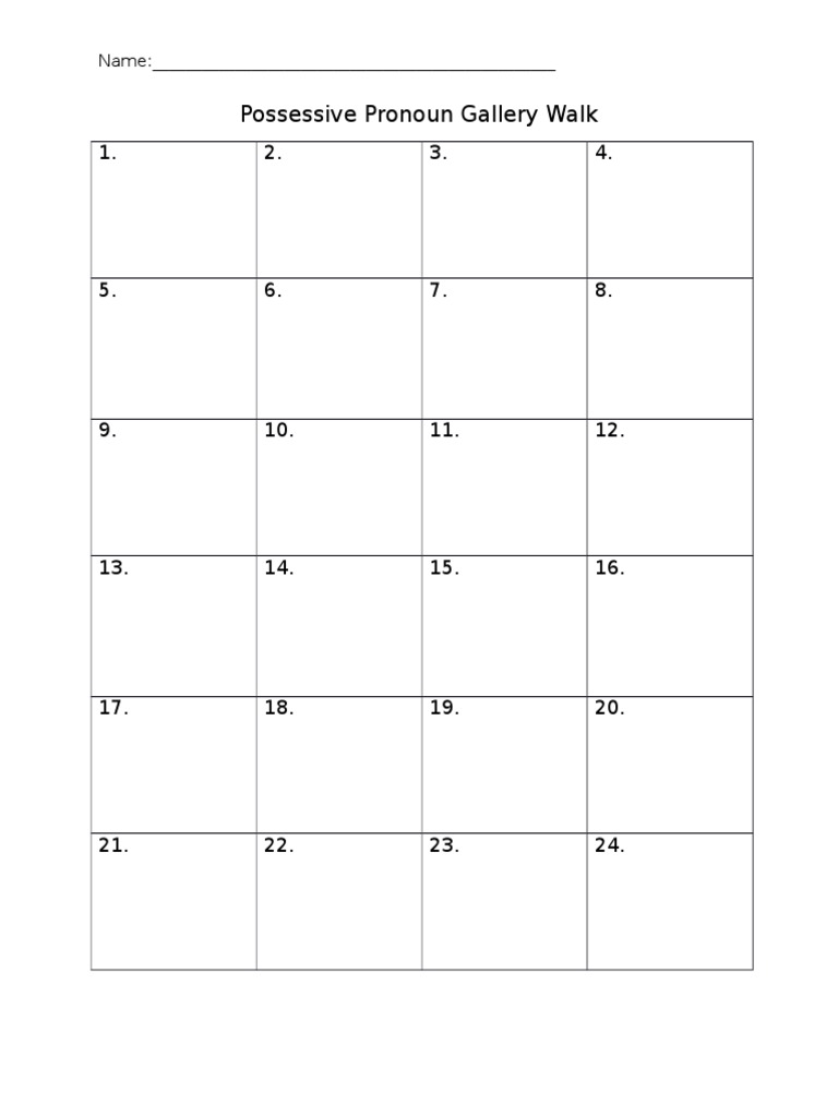 Possessive Pronoun Gallery Walk Student Sheet | PDF | Art