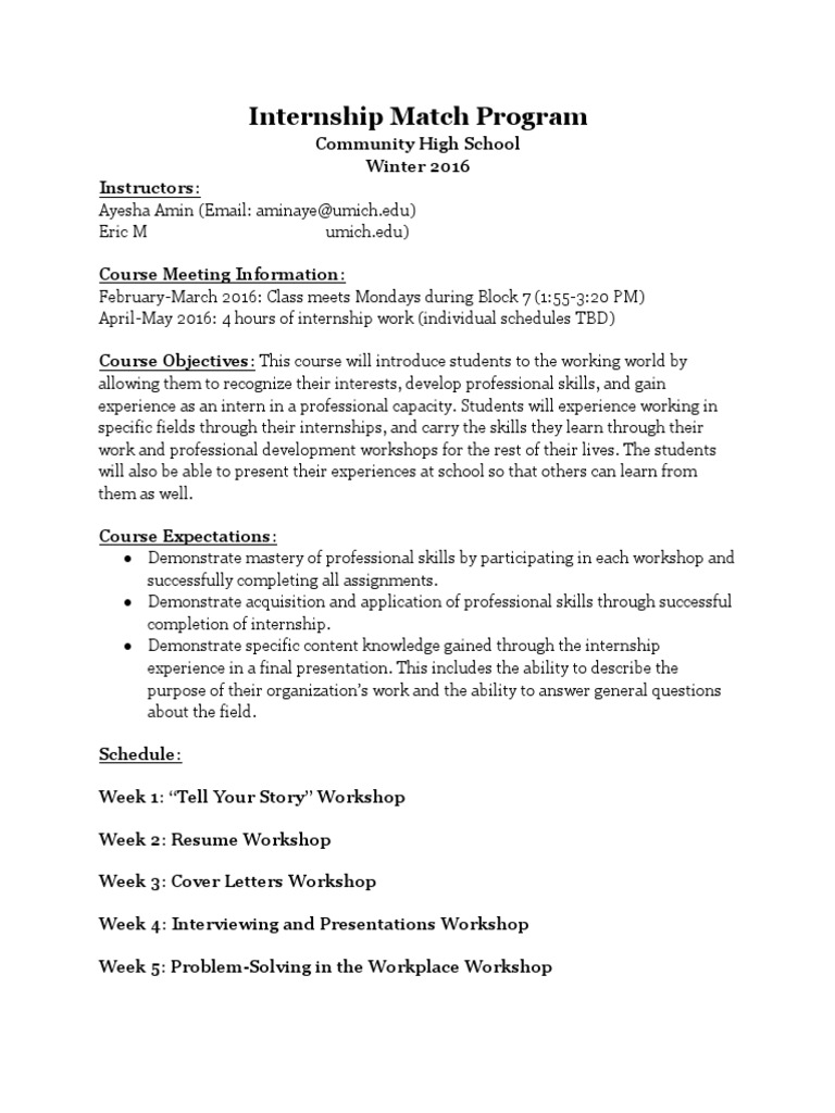 High School Internship Prep | PDF | Internship | Job Hunting