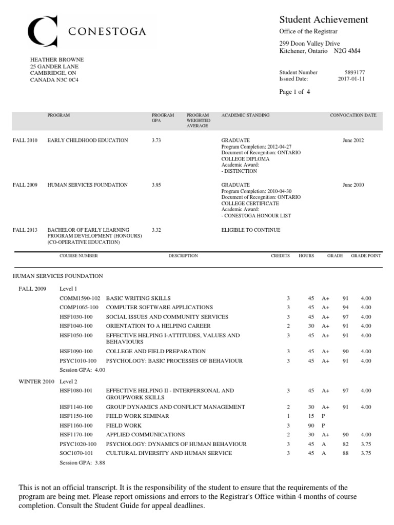 Transcript 5893177-4 | PDF | Course Credit | Students