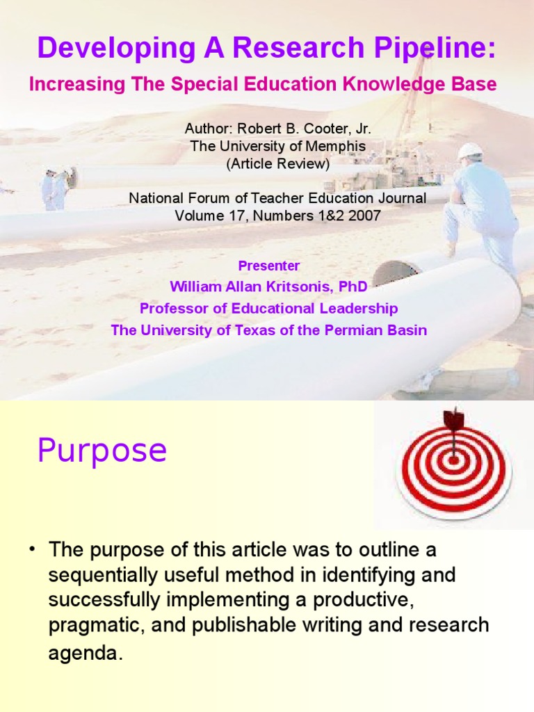 Developing A Research Pipeline:: Increasing The Special Education ...