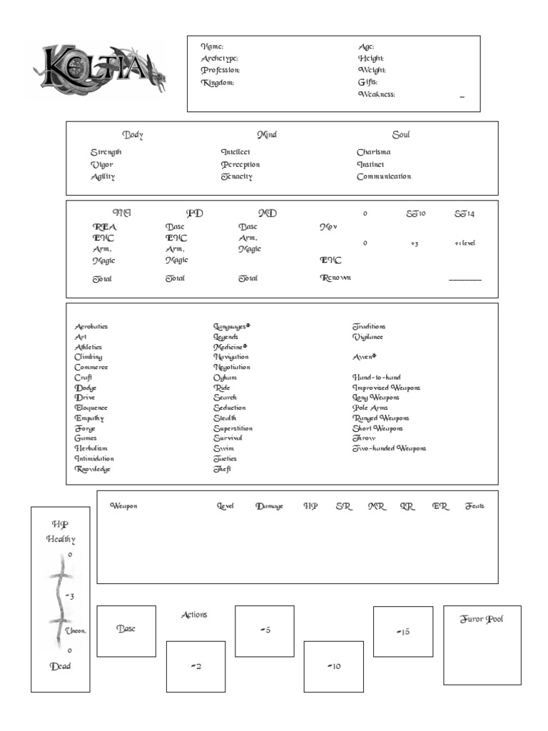 Keltia Printer Friendly Character Sheet | PDF | Leisure
