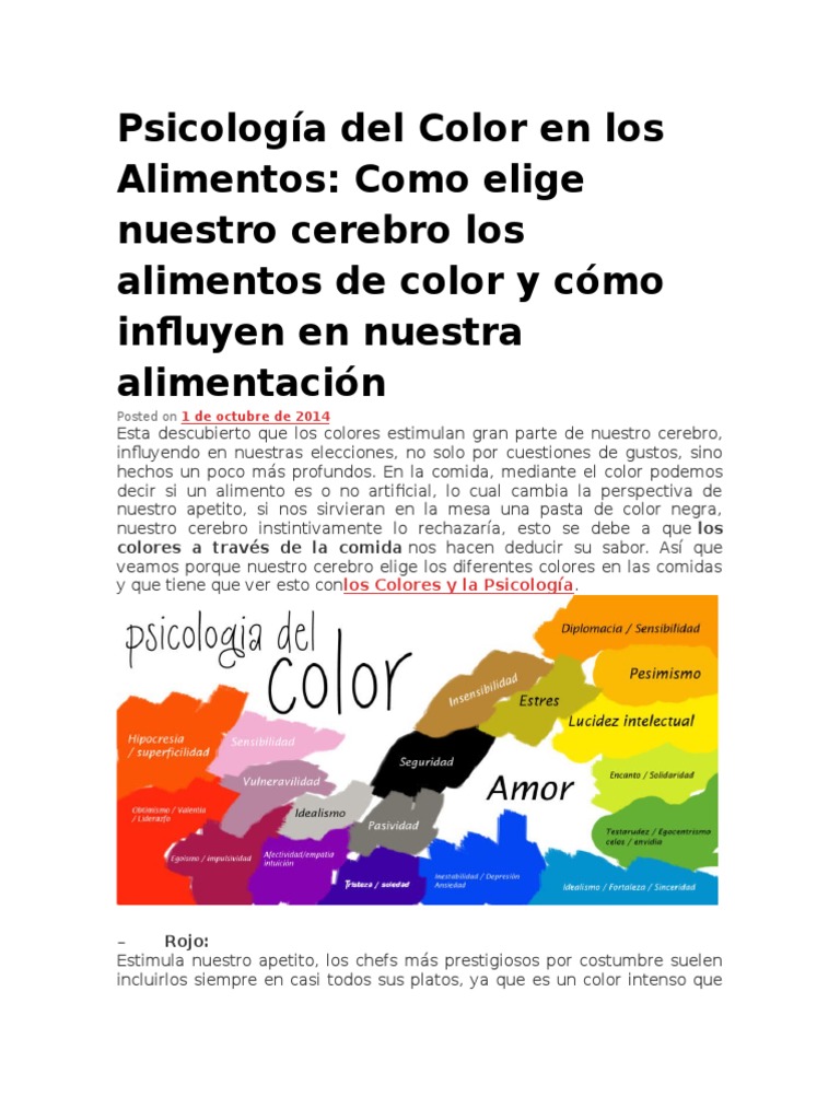 Psicología Del Color en Los Alimentos | PDF