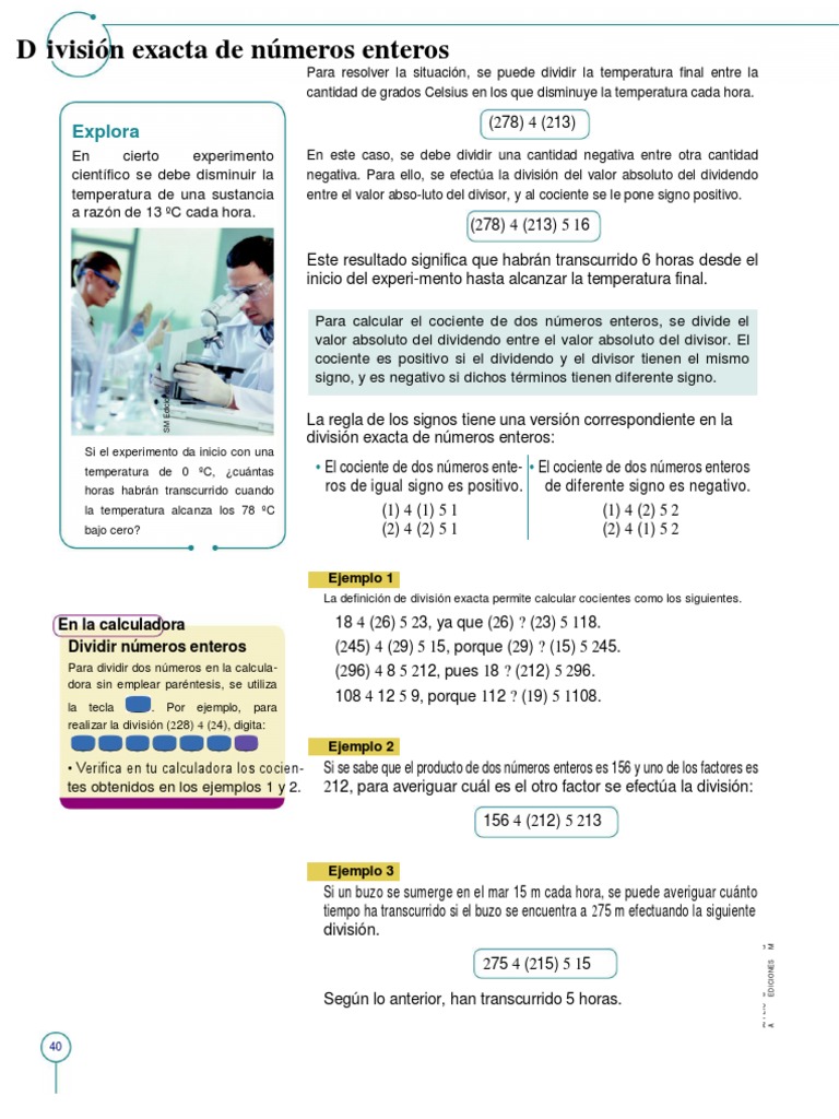División de Numeros Enteros | PDF | División (Matemáticas) | Entero