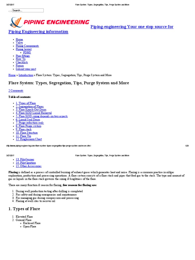 Flare System - Types, Segregation, Tips, Purge System and More | PDF ...