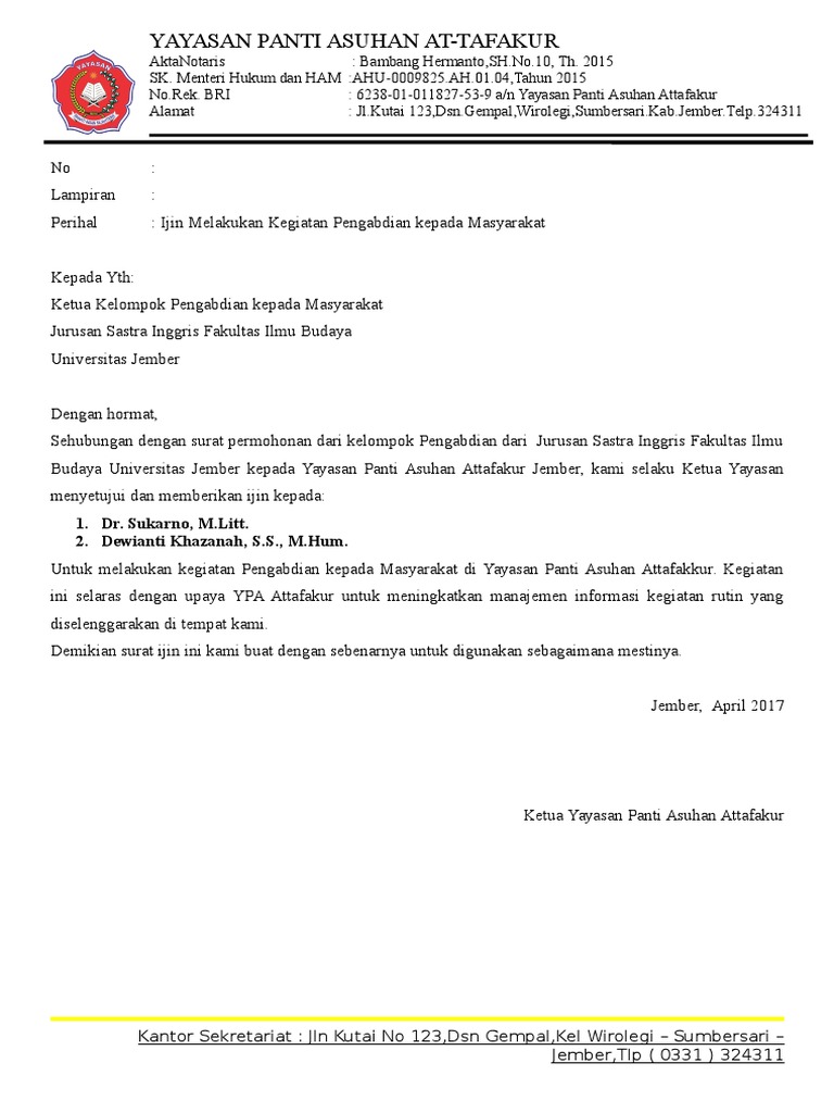 Surat Pengabdian | PDF