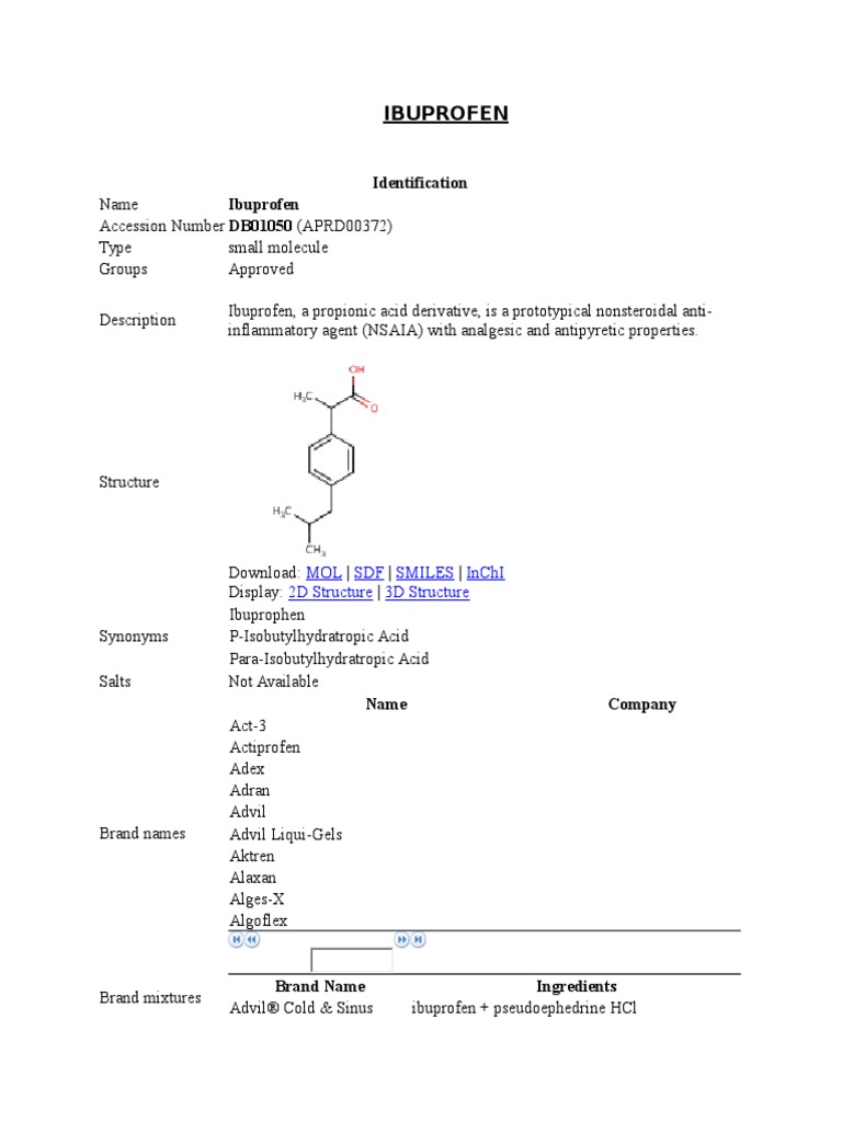 Ibuprofen | PDF | Nonsteroidal Anti Inflammatory Drug | Drugs