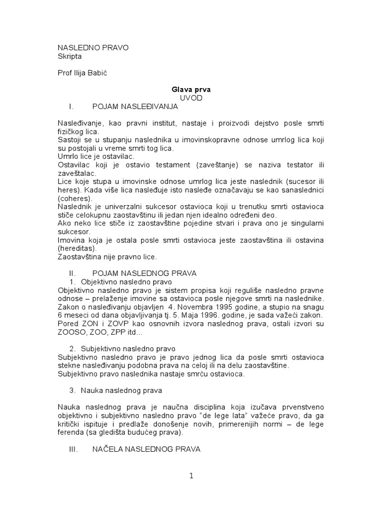 Nasledno Pravo Skripta | PDF