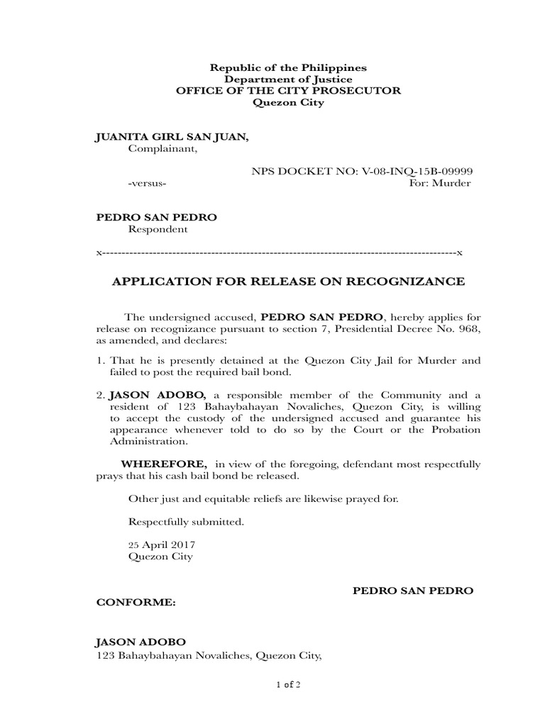 06.affidavit of Recognizance | PDF