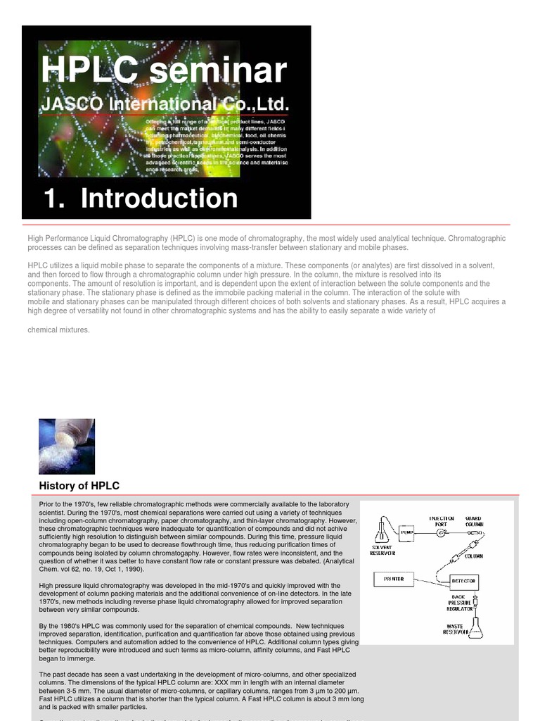 HPLC Seminar: Techniques and Applications | PDF | High Performance ...