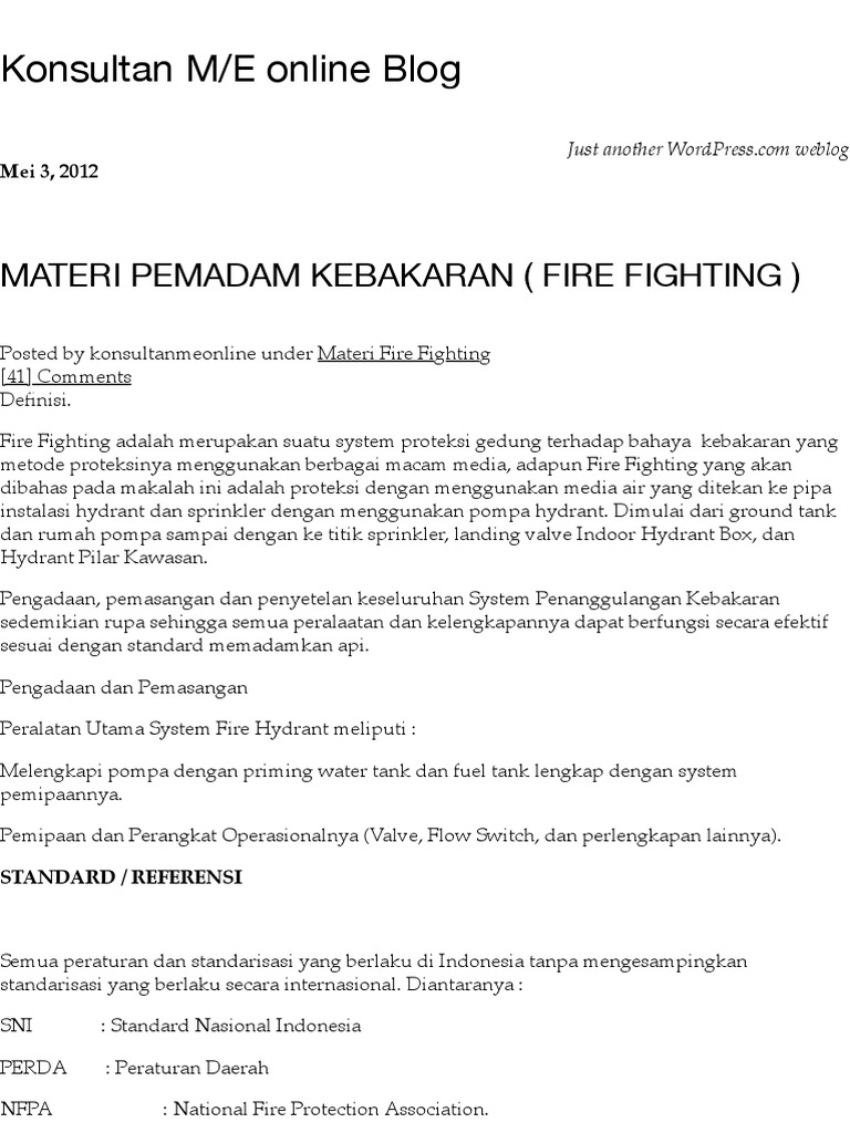 Materi Pemadam Kebakaran (Fire Fighting) | PDF