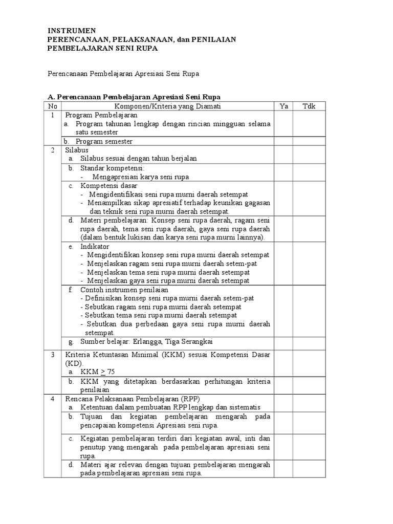 Instrumen Evaluasi Pembelajaran SR 2017 | PDF