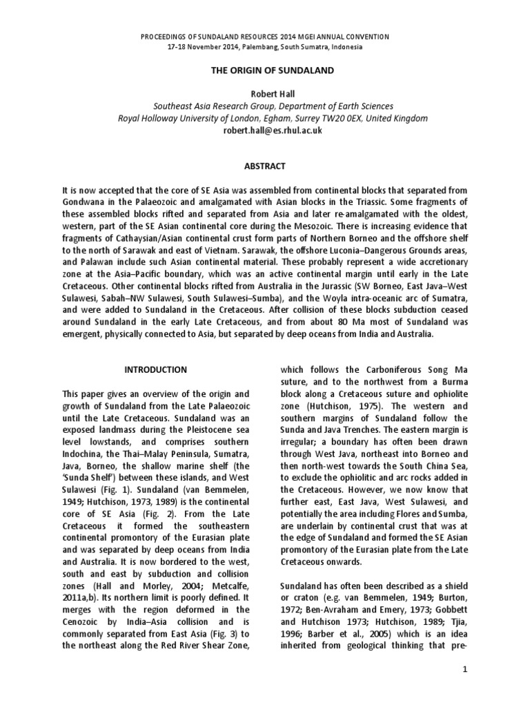 Hall - 2014 Sundaland Origin | PDF | Plate Tectonics | Mantle (Geology)