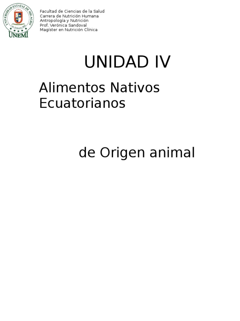 Clase - Alimentos Nativos Origen Animal | PDF | Oveja | Alimentos