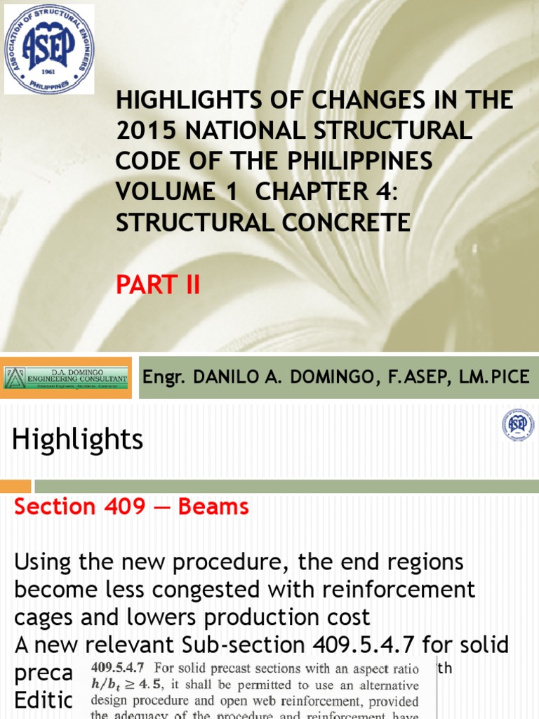 Pp07 - Asep - NSCP 2015 Update On Ch4 Structural Concrete Part 2 | PDF ...