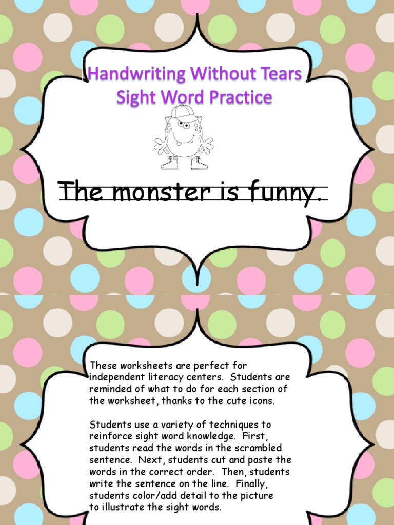 Handwriting Without Tears Sight Word Practice | PDF