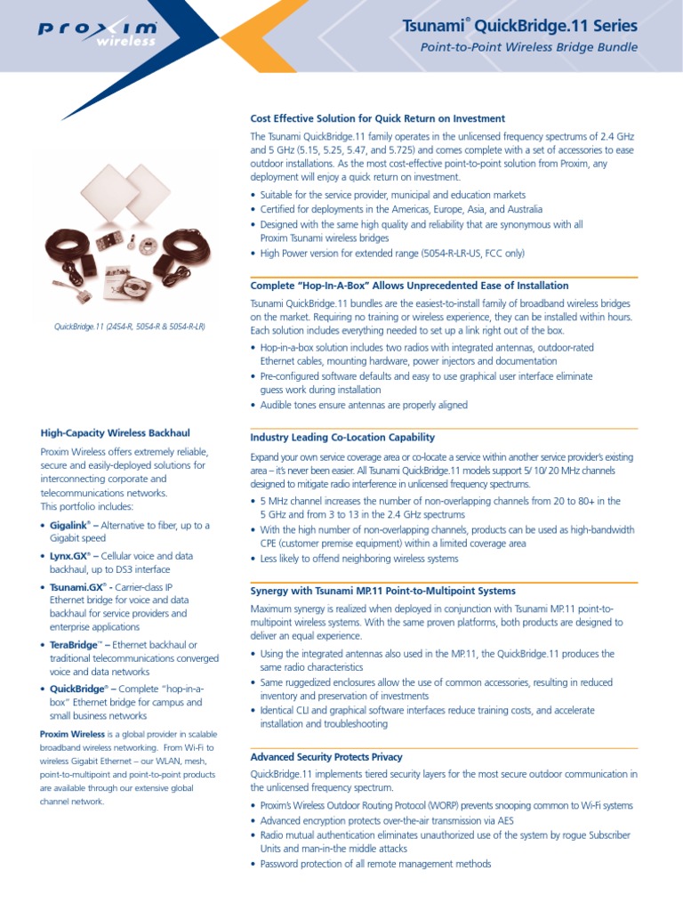 Tsunami QuickBridge.11 Series | PDF | Wi Fi | Computer Network