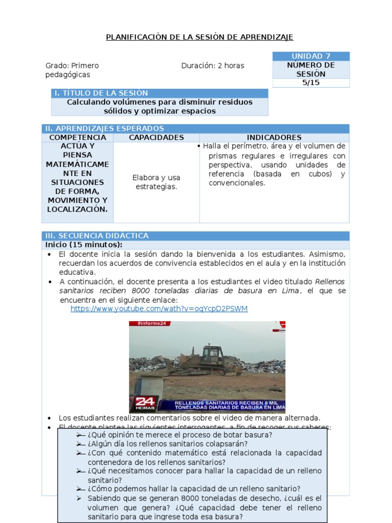 Mat1 U7 Sesion 05 | PDF | Residuos | Volumen