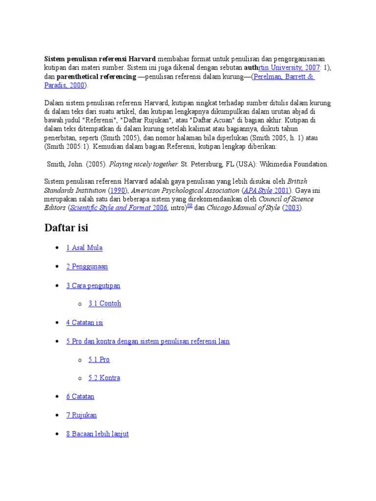 Contoh Penulisan Referensi HARVARD | PDF