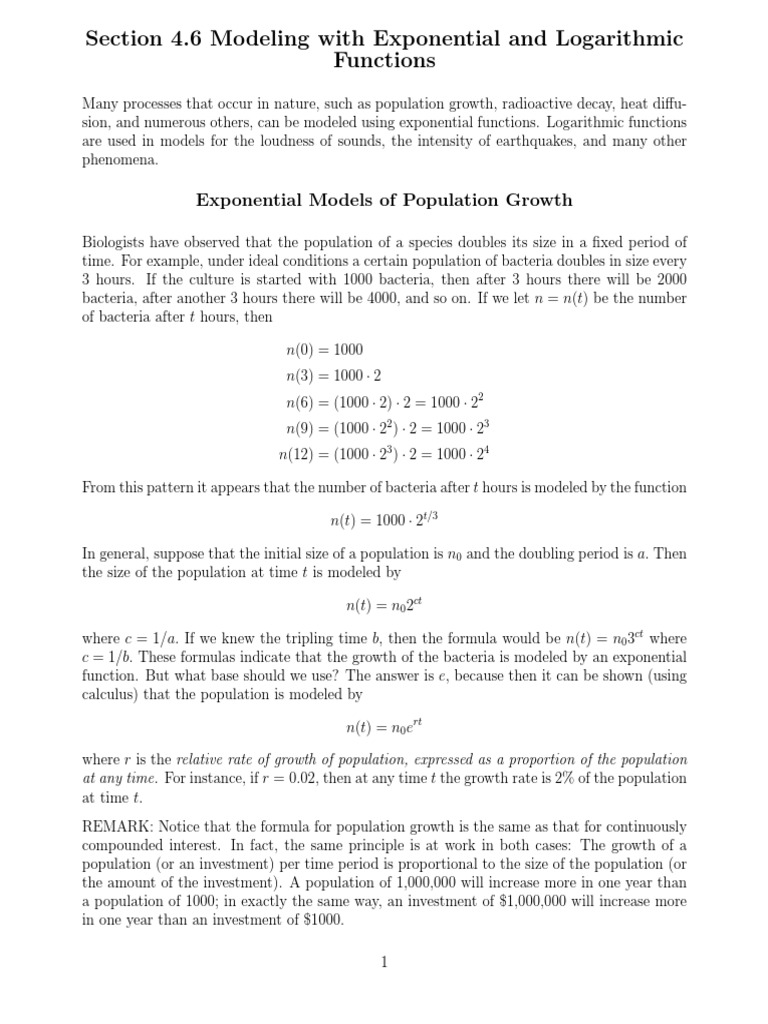 Modeling With Exponential and Logarithmic Functions | PDF