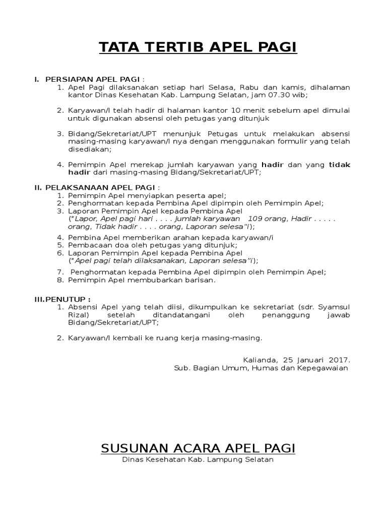 Tata Tertib Apel Pagi | PDF
