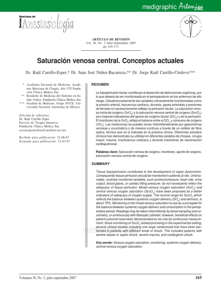 Monitoreo SvO2 | PDF