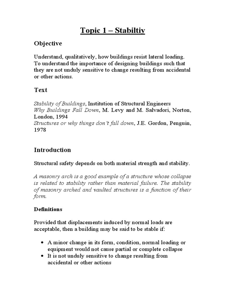 Stability | PDF | Structural Load | Framing (Construction)