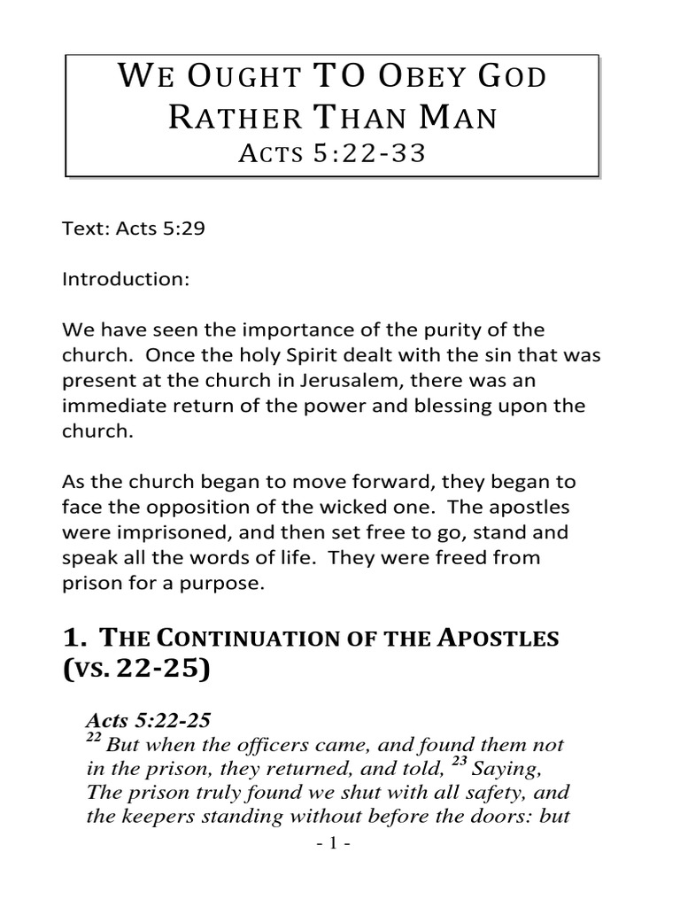 05 - We Ought To Obey God Rather Than Man | PDF | Acts Of The Apostles ...