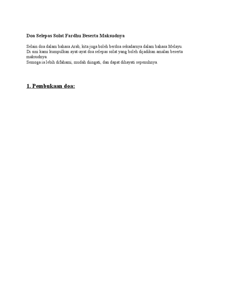 Doa Selepas Solat Fardhu Beserta Maksudnya | PDF Doa Selepas Solat Fardhu Beserta Maksudnya | PDF