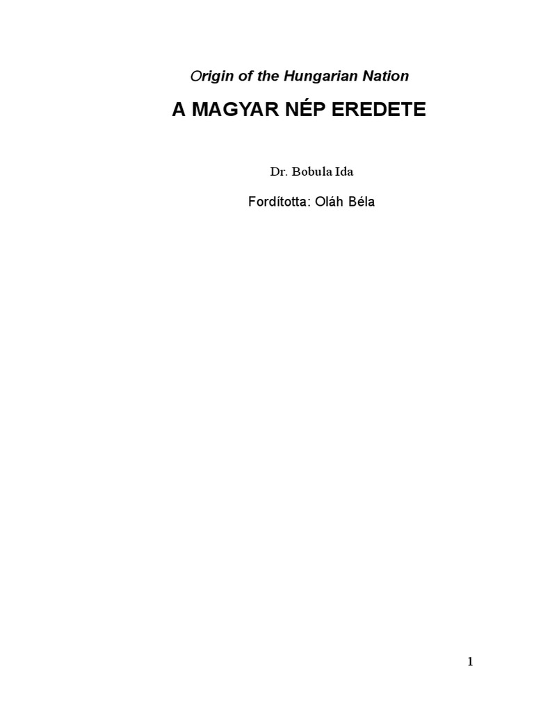 A Magyar Nép Eredete - Dr. Bobula Ida PDF | PDF
