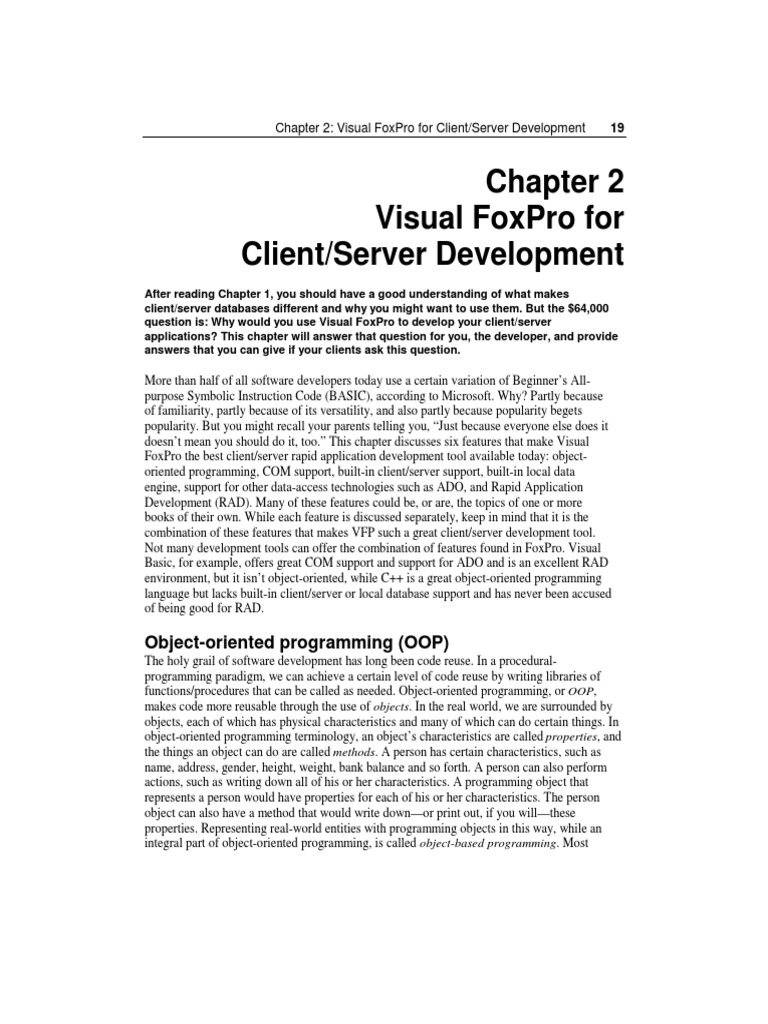 ClientServer Apps With VFP and SQL Server Chapter 02 PDF | PDF | Object (Computer Science ...
