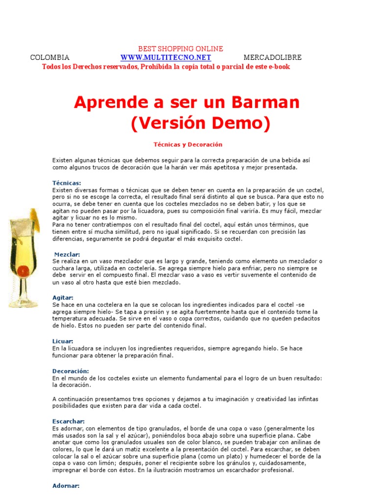 Manual Del Barman | Descargar gratis PDF | Limonada | Ron