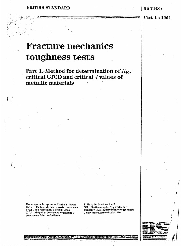 BS 7448 Part 1-1991 Fcracture Mechanics Toughness Tests | PDF | Nature