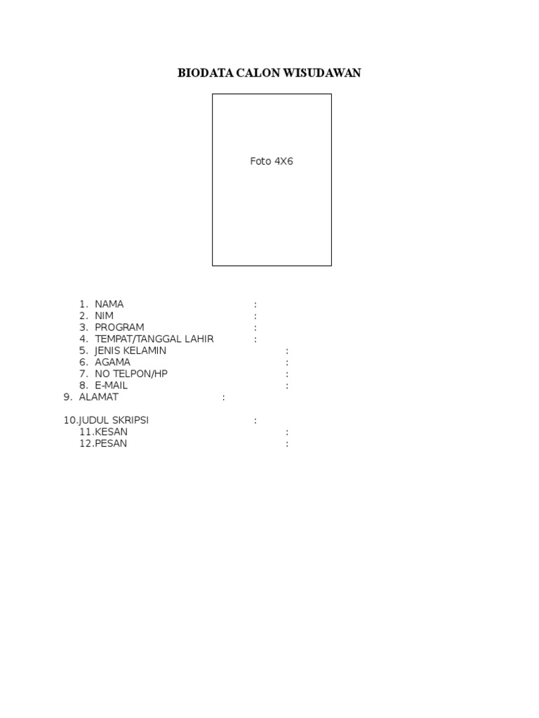 Biodata Calon Wisudawan Lengkap | PDF
