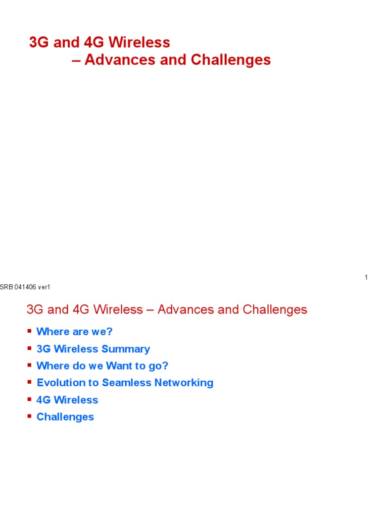 3G and 4G Wireless - Advances and Challenges: 1 SRB 041406 Ver1 | PDF | High Speed Packet Access ...