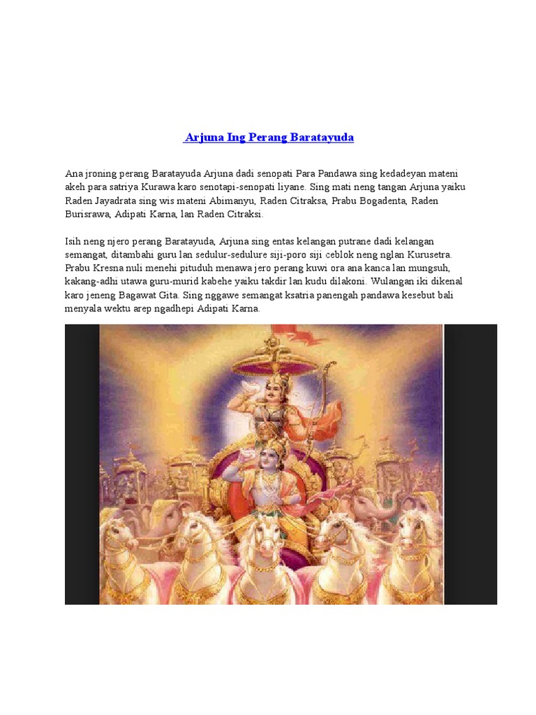 Arjuna Ing Perang Baratayuda | PDF