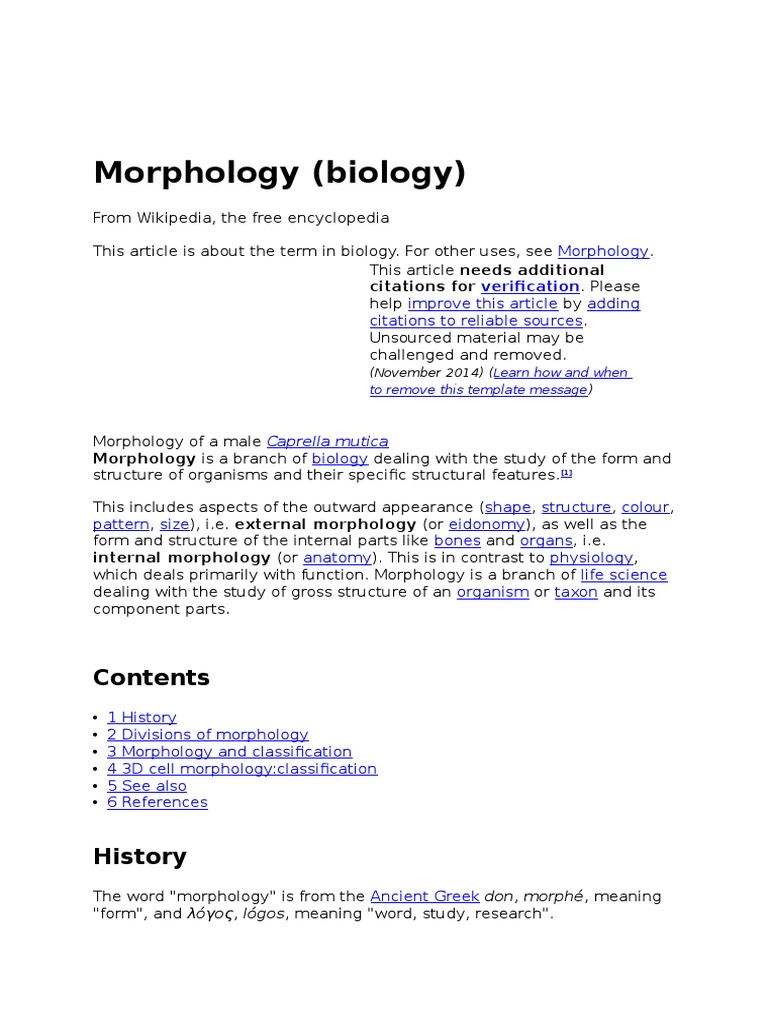 Morphology (Biology) | Morphology (Biology) | Scientific Classification