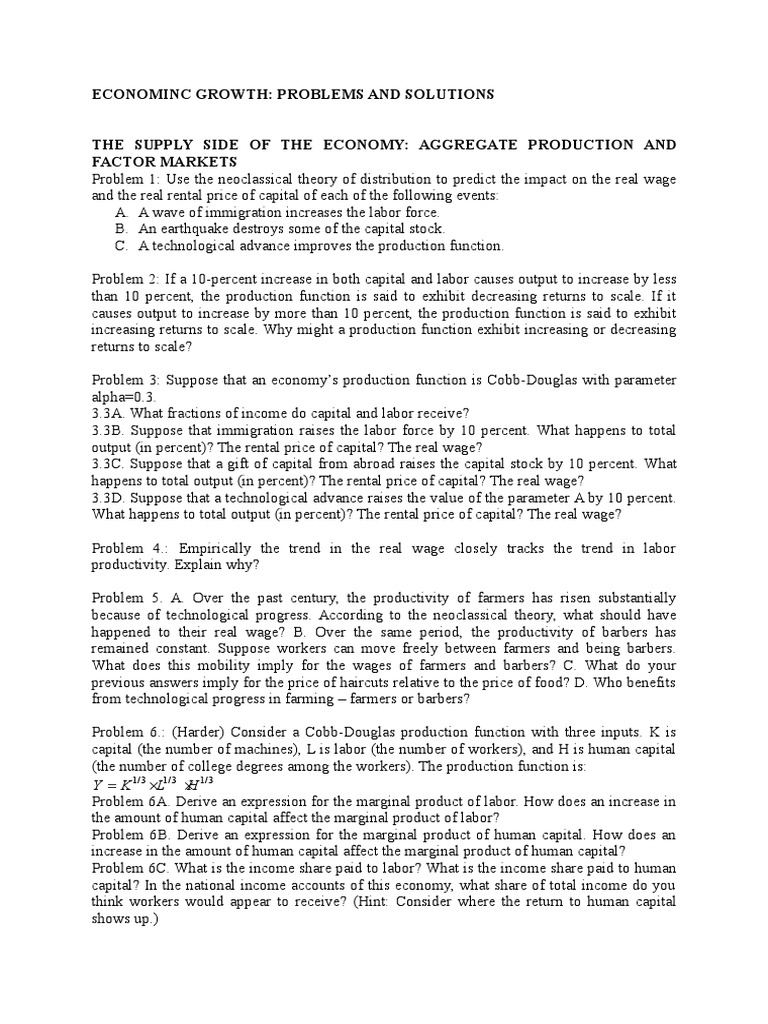 Solow Growth Model | PDF | Labour Economics | Production Function
