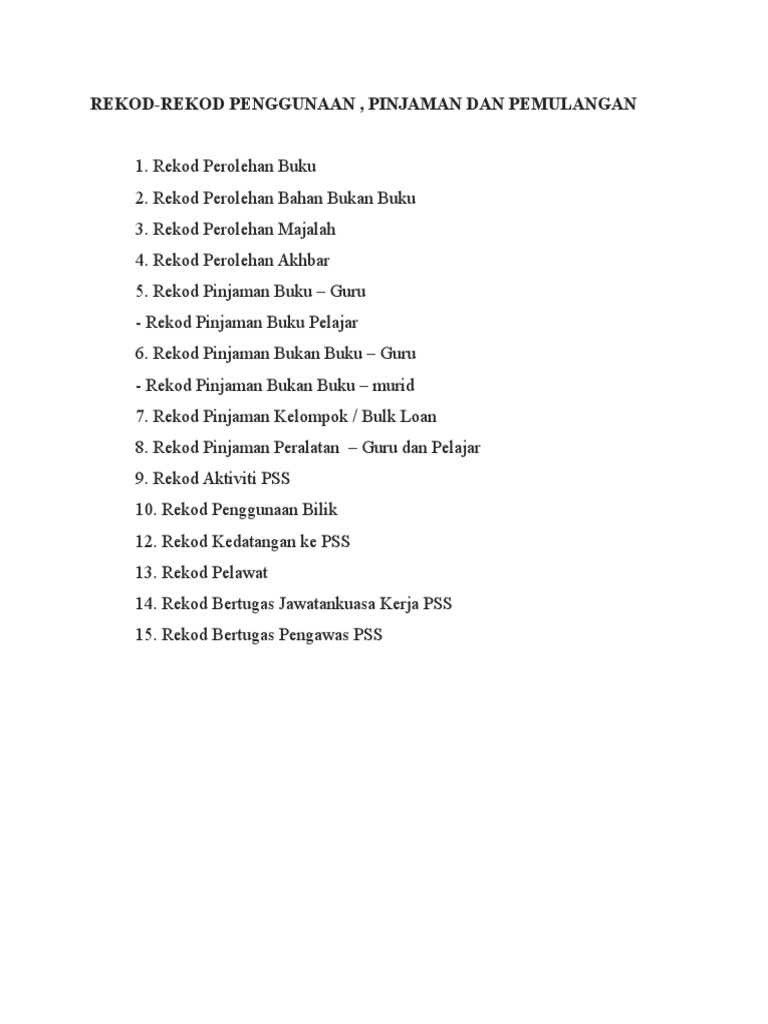 Rekod - Rekod Pss | PDF