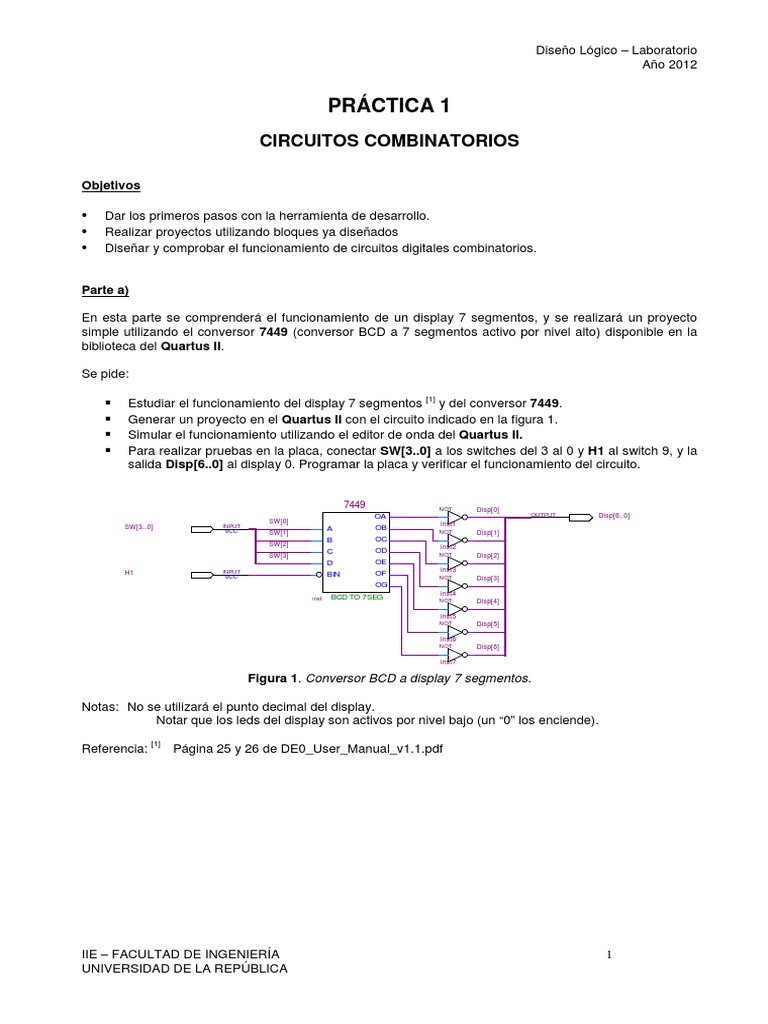 Práctica 1 Circuitos Combinatorios | PDF | Decimal codificado en binario | Ingeniería Informática
