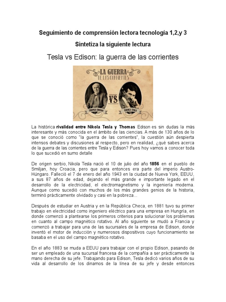 Guerra de Corrientes: Tesla vs Edison | PDF | Thomas Edison | Nikola Tesla