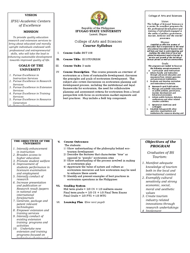 SYLLABUS Ecotourism | PDF | Curriculum | Tourism