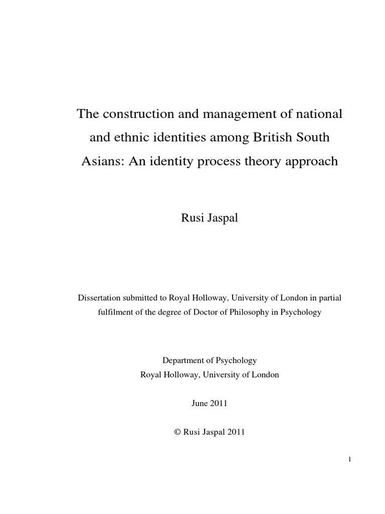 Rusi Jaspal Sept2011PhD Thesis | PDF | Identity (Social Science) | Self ...