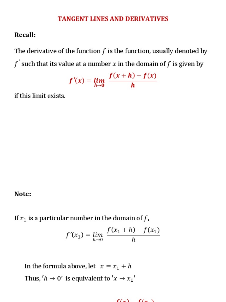 Tangent Lines and Derivatives Explained | PDF | Tangent | Derivative