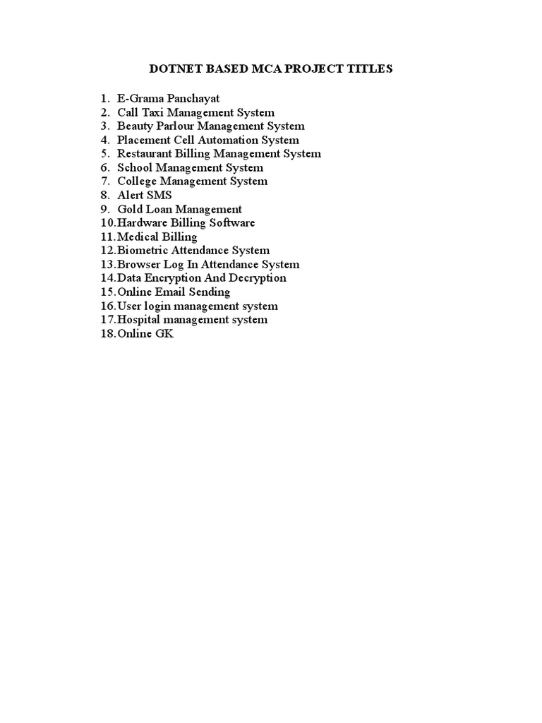 Jamcet Mca Project Titles | PDF | Computers | Technology & Engineering