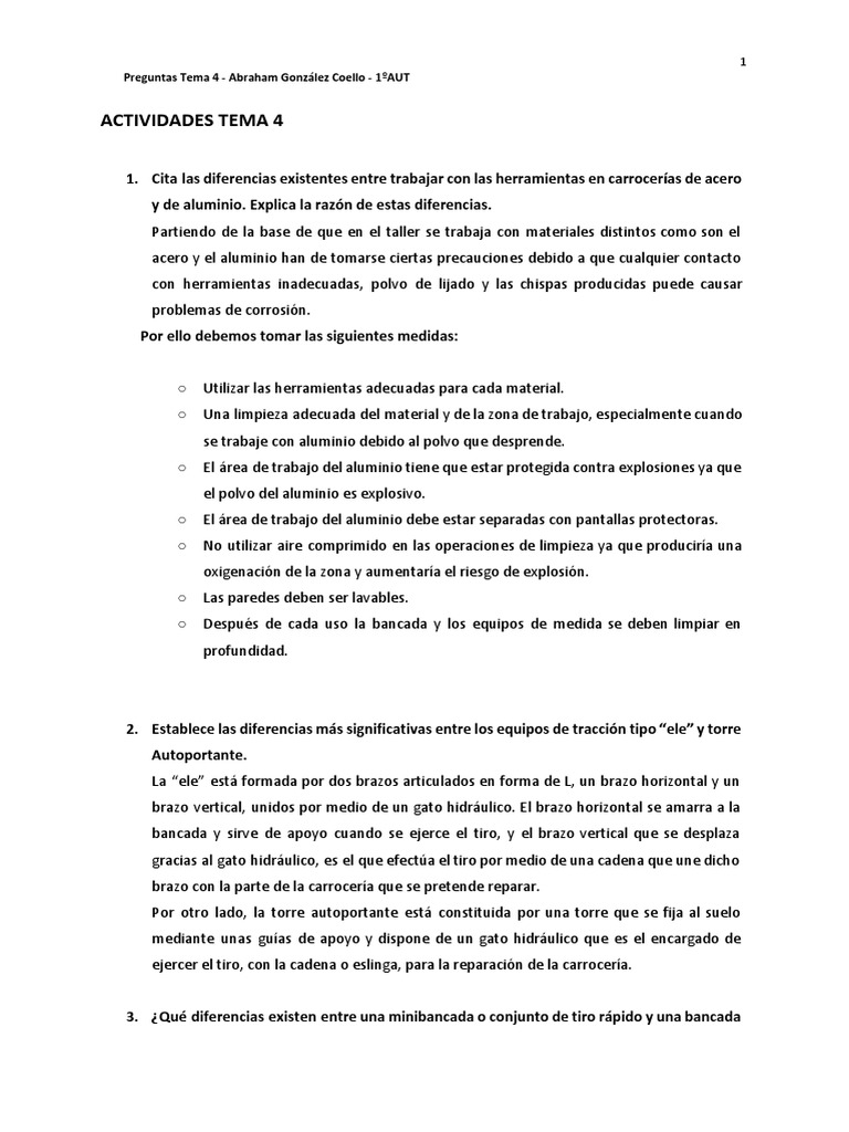 Actividades Tema5 Abraham Gonzalez Coello 1ºaut | PDF | Ascensor | Aluminio