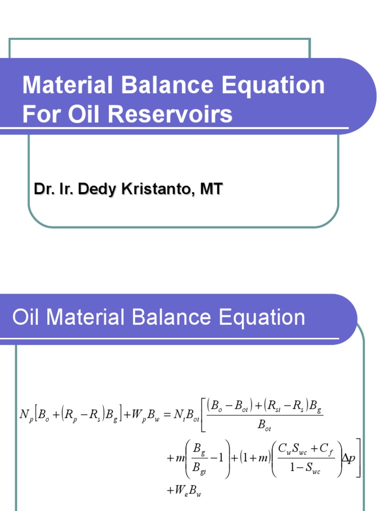 Calculate Original Oil In Place Using Material Balance Equation | PDF ...