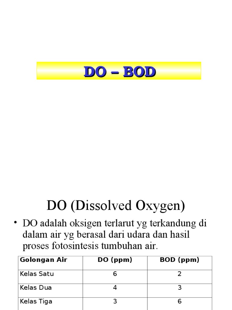 Hubungan DO dan BOD dalam Kualitas Air | PDF | Memasak, Makanan ...