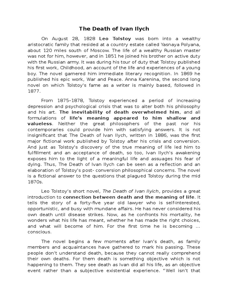 Death of Ivan Ilych | PDF | Leo Tolstoy | Metaphysics Of Mind