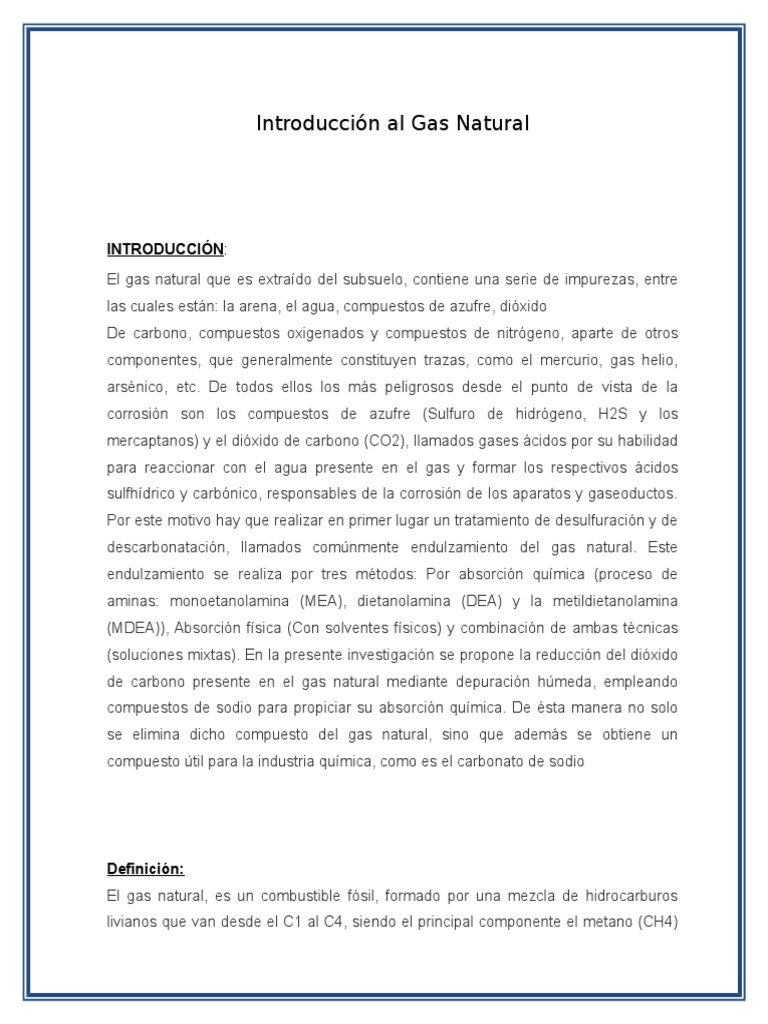 Definición y características del gas natural | PDF | Gas natural | Gas ...
