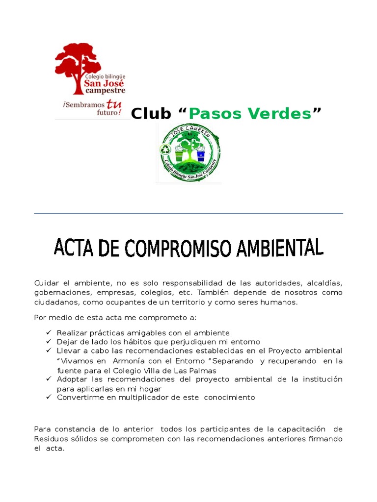 Acta de Compromiso Ambiental